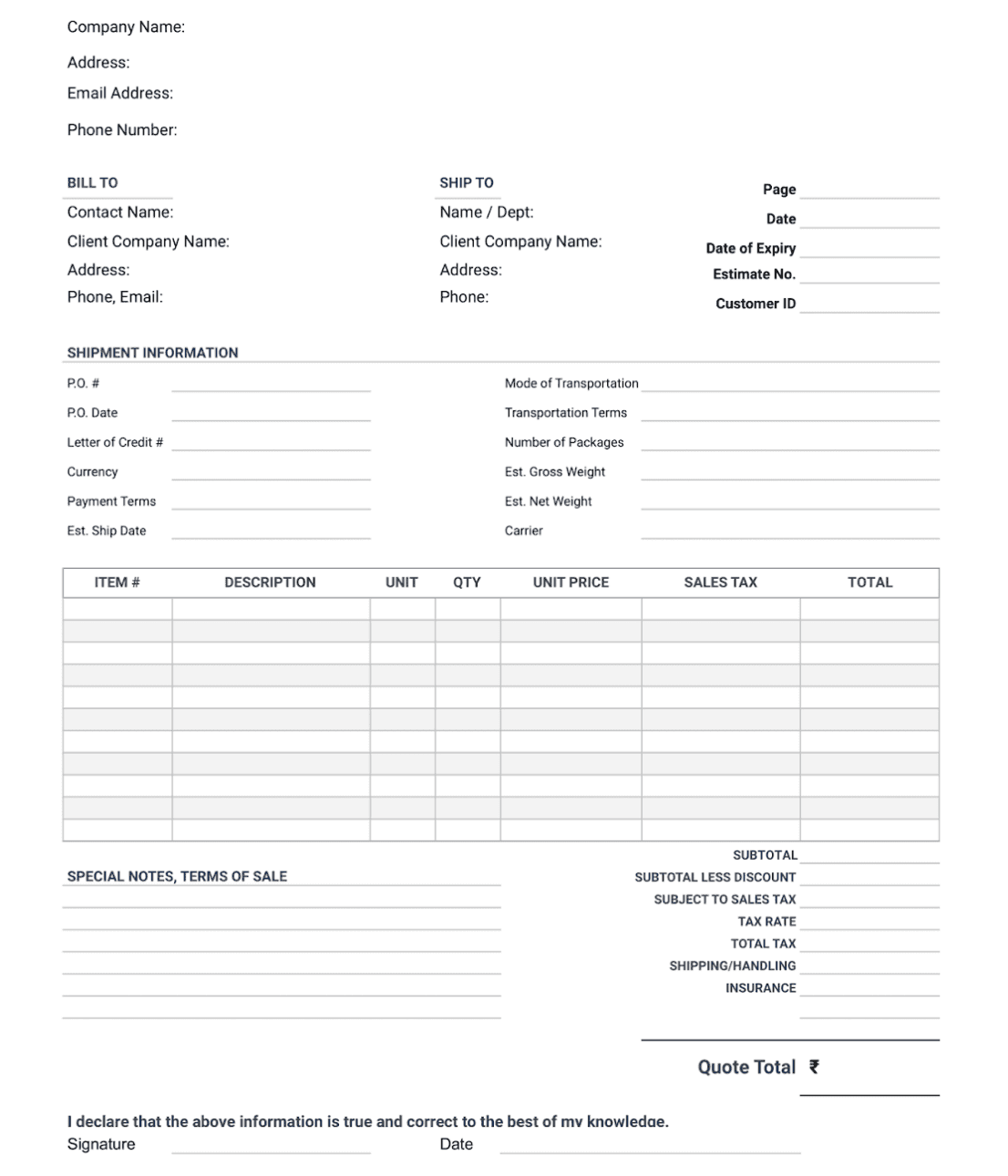 Proforma Invoice for Export (India): Definition, Format, Sample